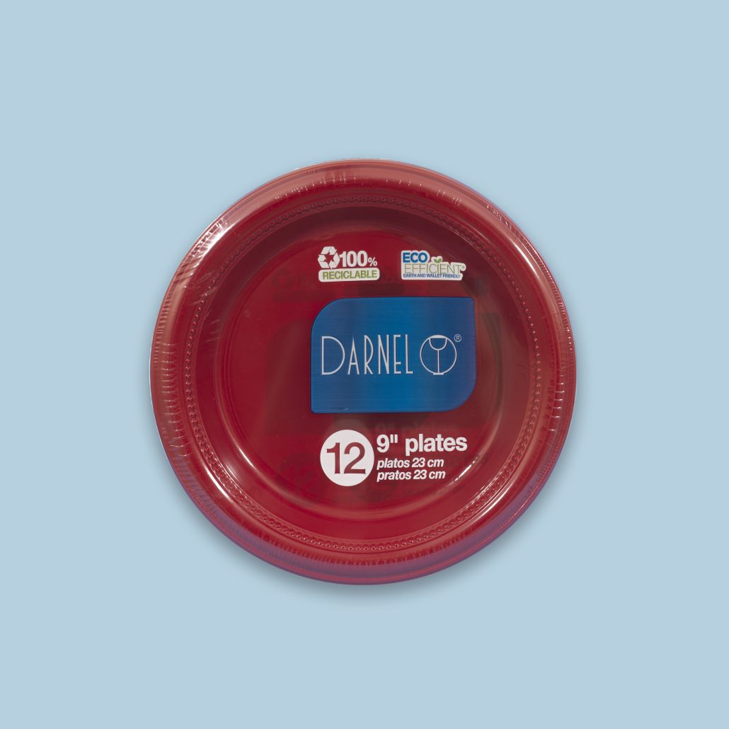 Plato plástico Rojo 23cm (480 unidades) – Darnel Chile